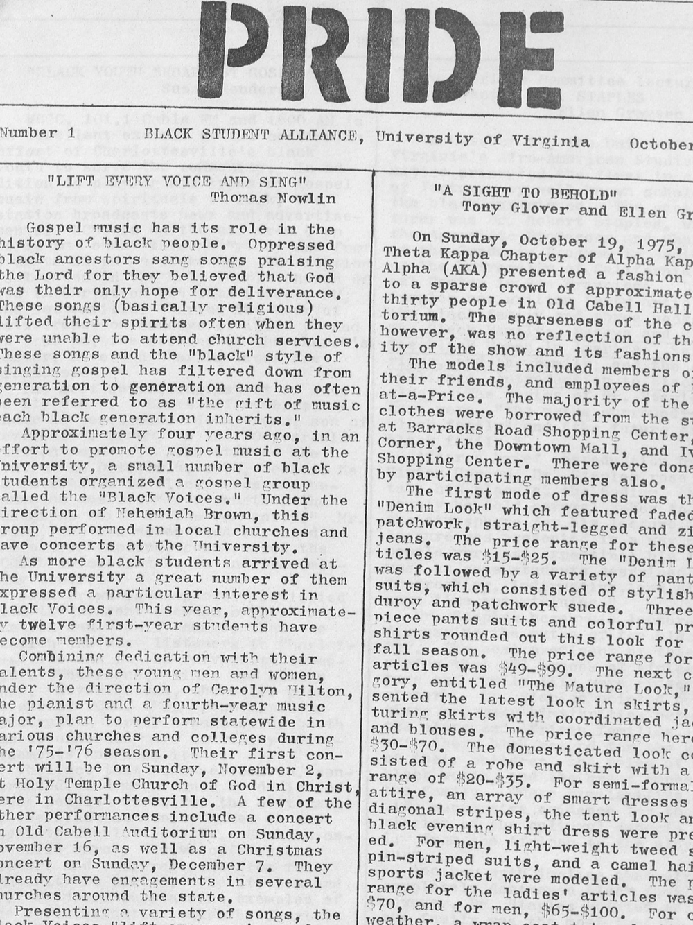 Inaugural Issue of Pride Magazine | Black Fire